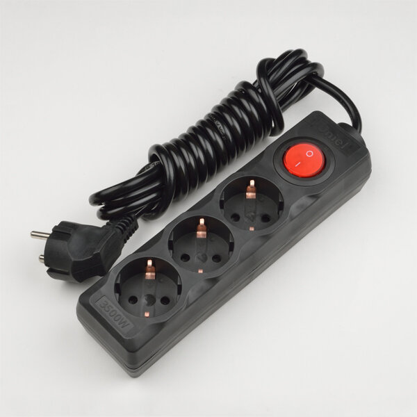 Удлинитель с заземлением и выключателем Uniel UL-00003608 S-GCD3-3B 3м black Standard