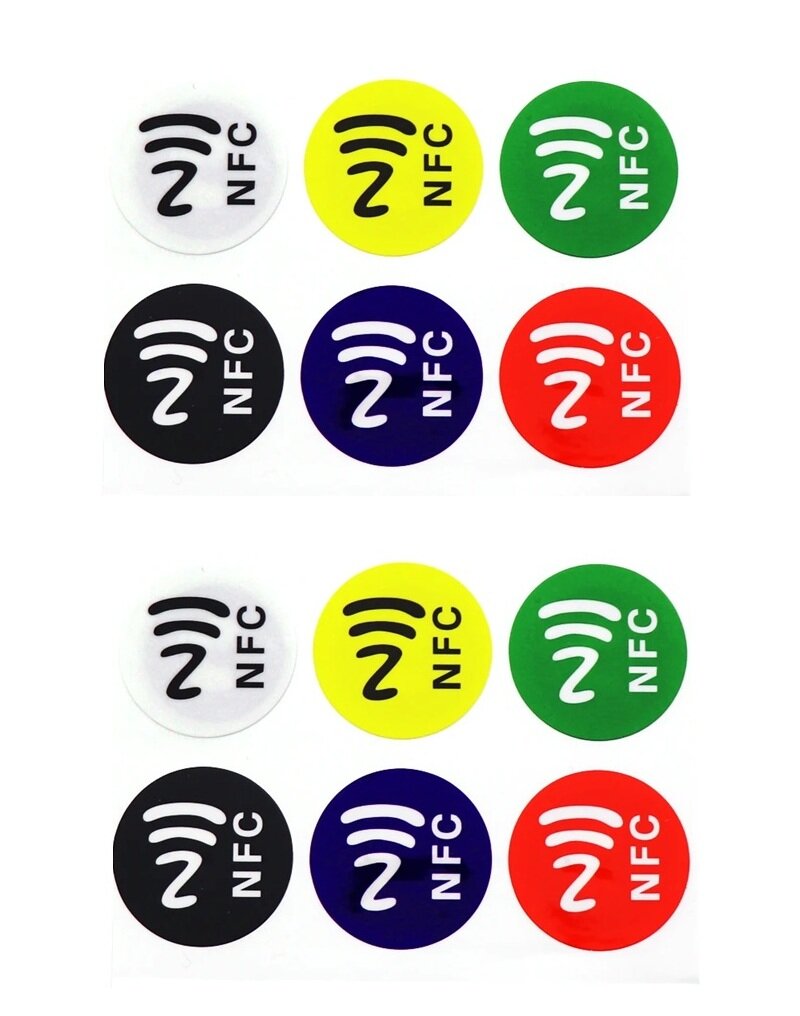 NFC метка самоклеющаяся, 12 штук, перезаписываемые, 168 байт памяти