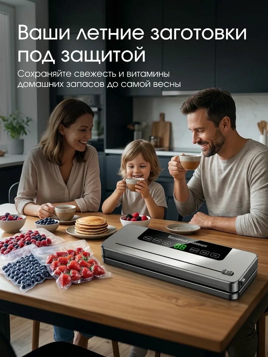 Вакууматор для продуктов с резаком 6в1/ Вакуумный упаковщик