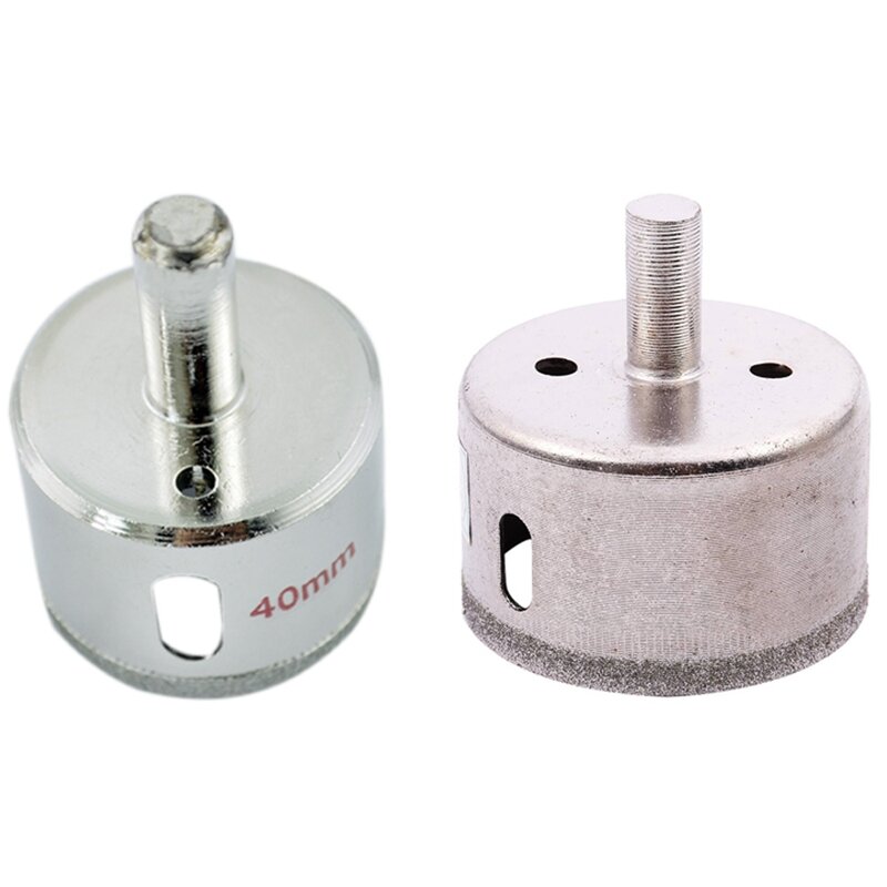 Сверло-коронка для стекла с алмазным покрытием 40 мм и сверло-коронка для стекла с алмазным наконечником диаметром 50 мм