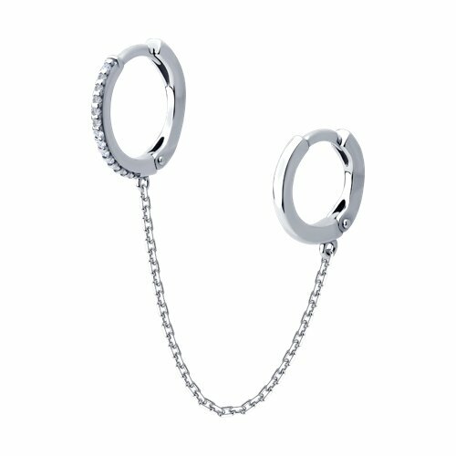 Серьги цепочки, серебро, 925 проба, родирование, фианит