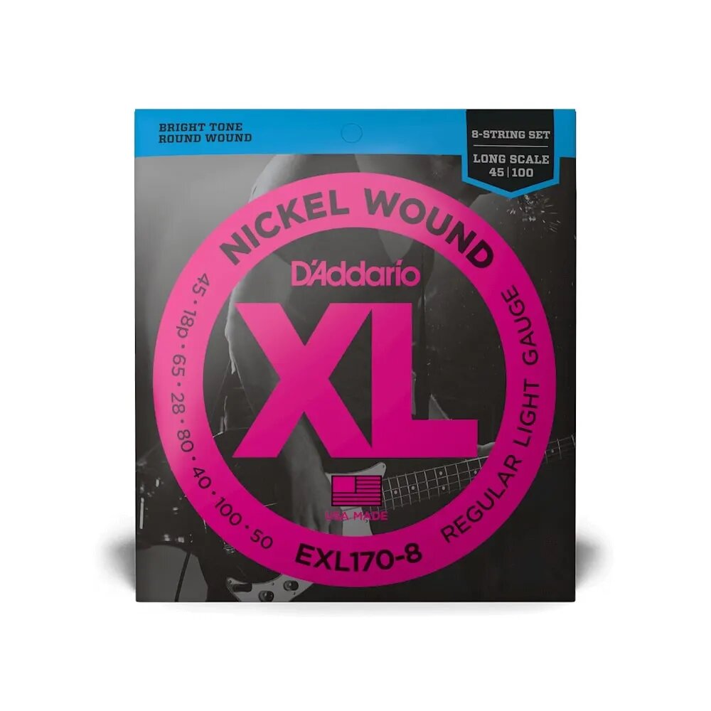 Струны для 8-струнной бас-гитары D'Addario EXL170-8