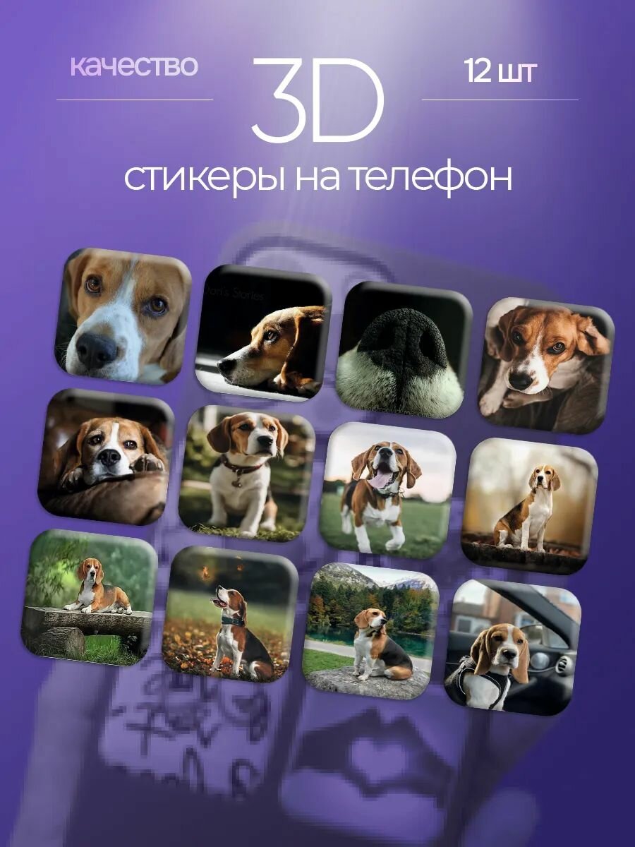 3D стикеры на телефон бигль