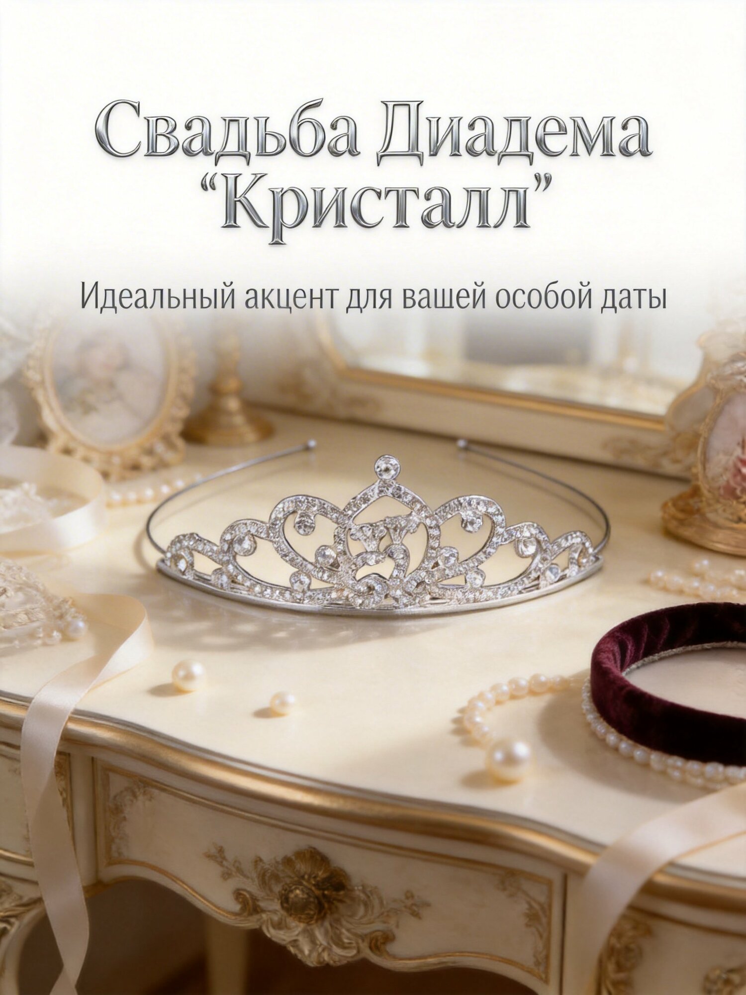 Кристалл свадебная диадема с короной, серебристая повязка на голову из сплава для невесты