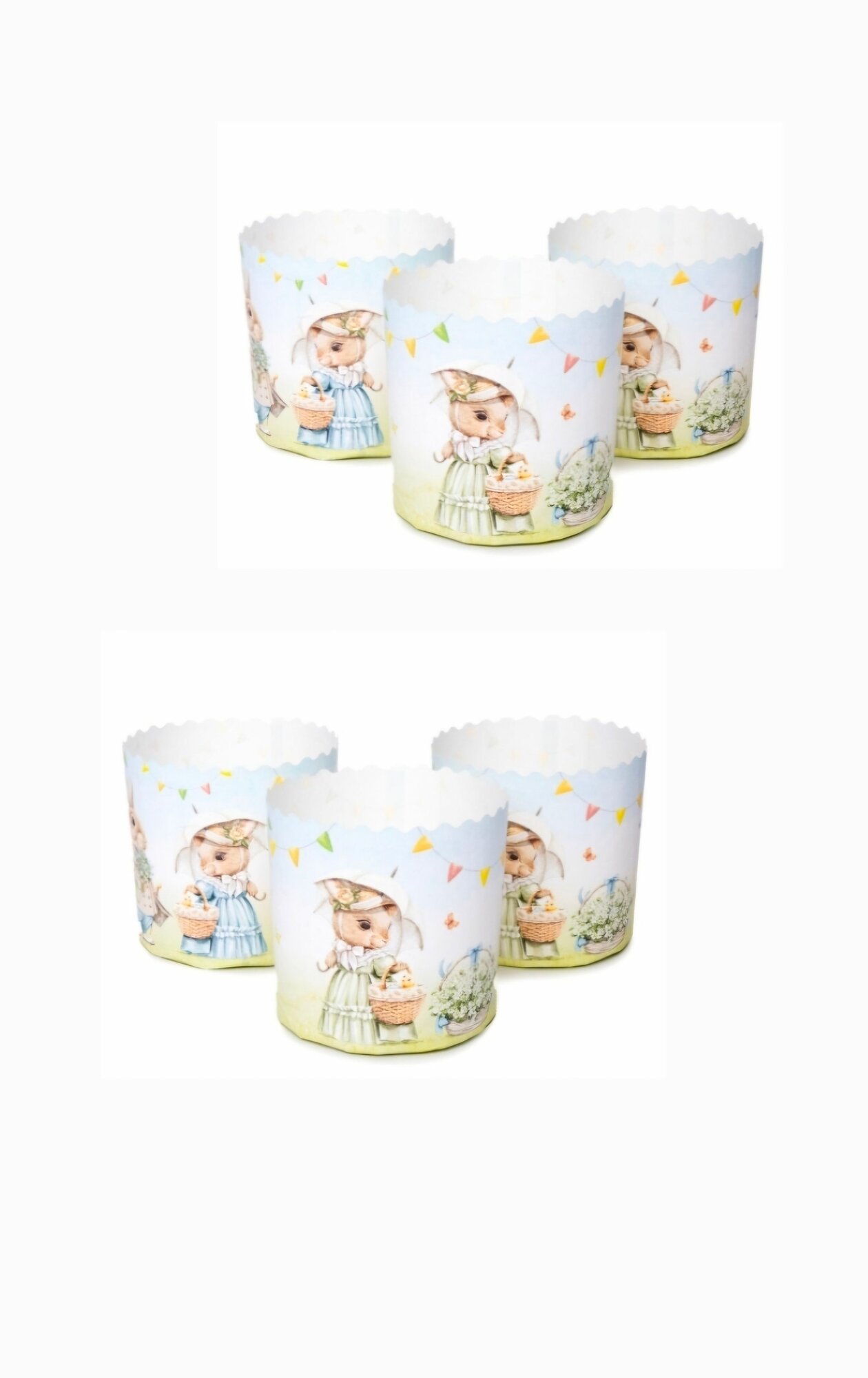 Формы пасхальные "Крольчата мини " диаметр 6 см для кексов для выпечки Кулича из пергаментной бумаги ,(в наборе 6шт )