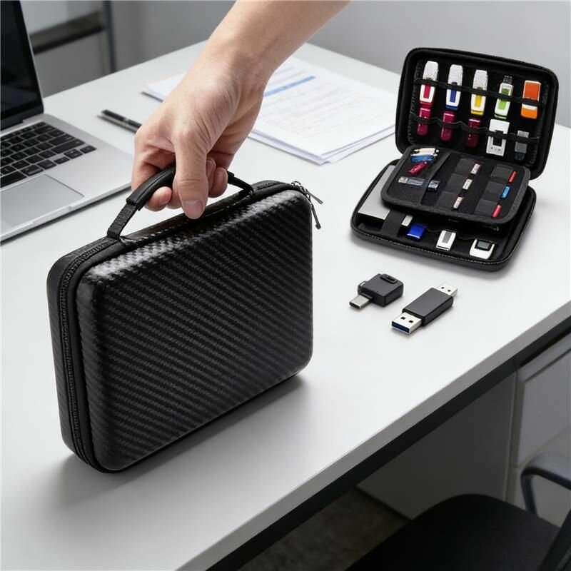 Чехол для хранения USB-накопителя с флэш-накопителем текстура из углеродного волокна EVA