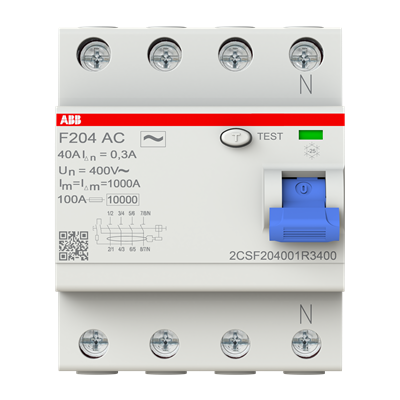 Устройство защитного отключения ABB F204 AC-25/0,03, 4-полюсное, 25 А, 30 мА