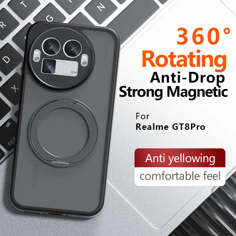 Чехол Для Realme GT 8 Pro/Реалми GT8 Про, полупрозрачный, чехол-кардиомонитор, поликарбонат (PC), MagSafe, защита камеры, ударопрочный, встроенная подставка, усиленные углы, realme, Realme GT 8 Pro,