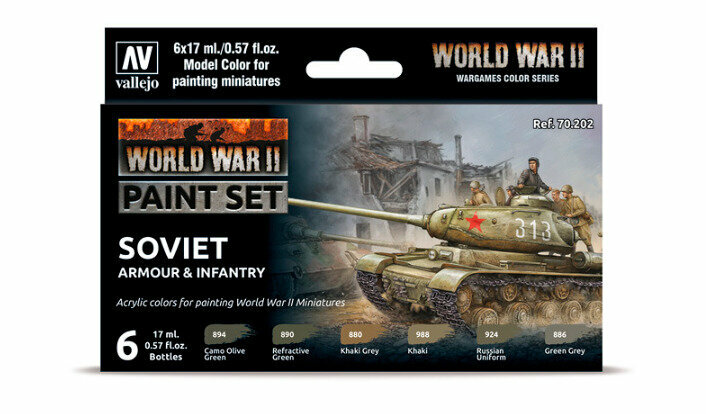 Набор красок Vallejo MODEL COLOR SET: WWII SOVIET ARMOUR & INFANTRY (6)