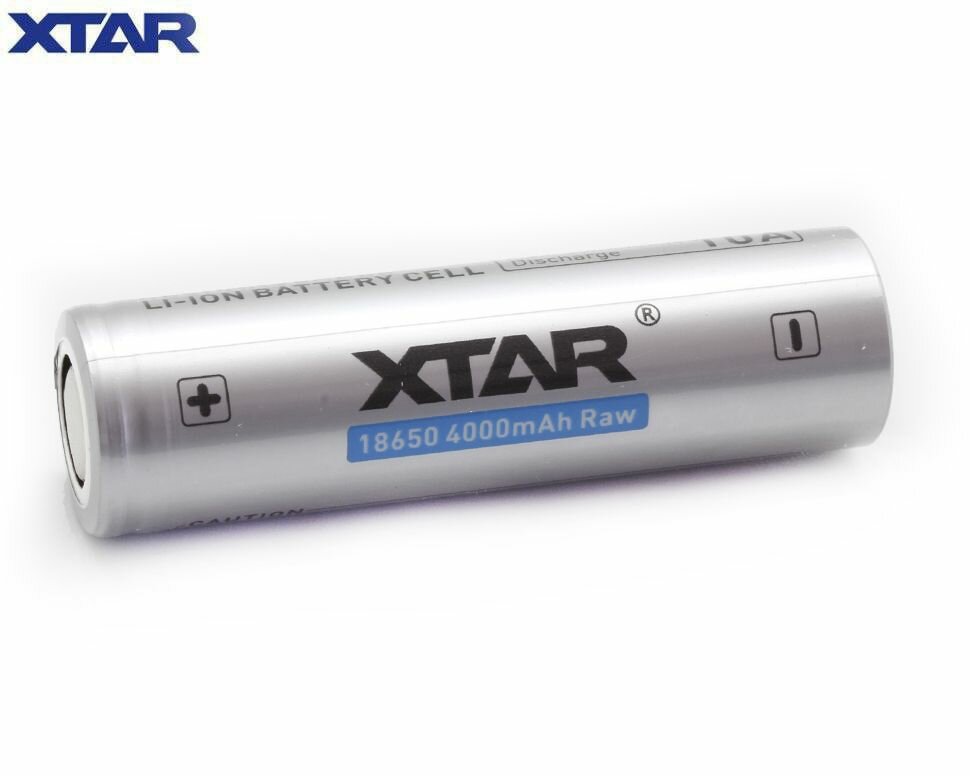 Аккумулятор незащищенный XTAR 18650 3,6 В 4000 mAh RAW (Ток 10 Ампер)