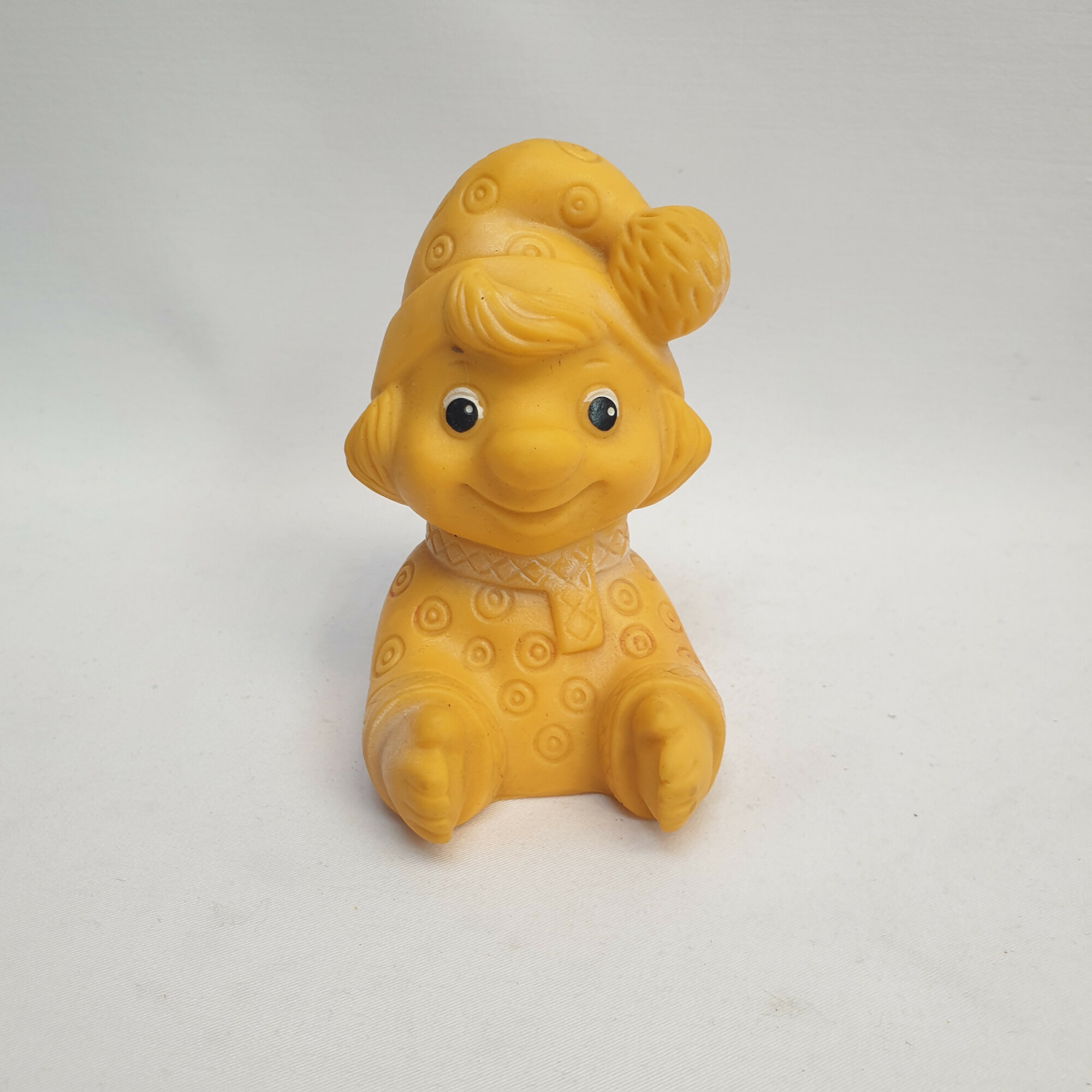 Винтажная игрушка СССР. Резиновая фигурка клоун в колпаке, советский персонаж для коллекции