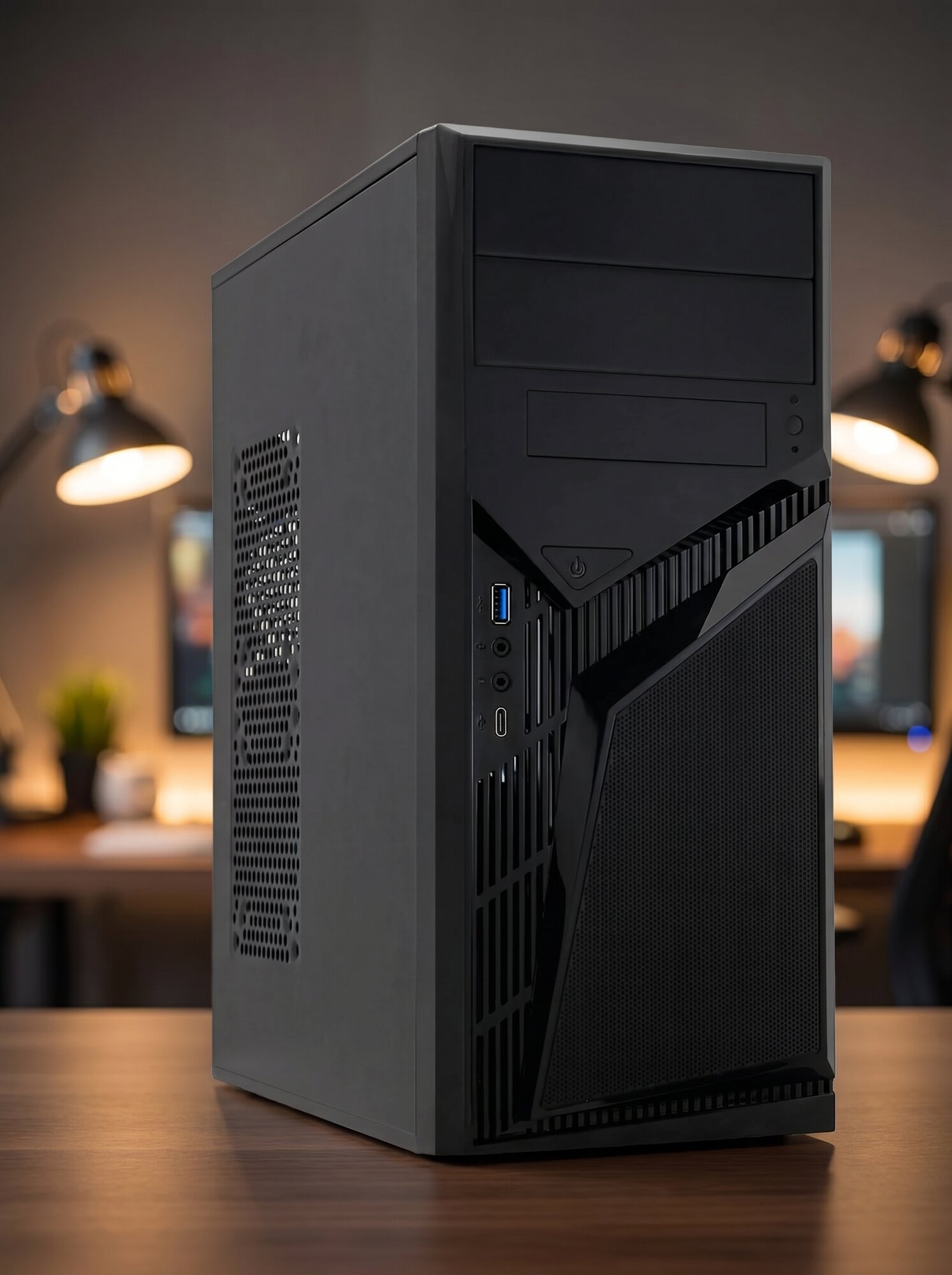 Корпус для ПК без ТМ S1007BK-U3C-500W Midi Tower, ATX, 1*Type C, 1*USB 3.0, БП 500W