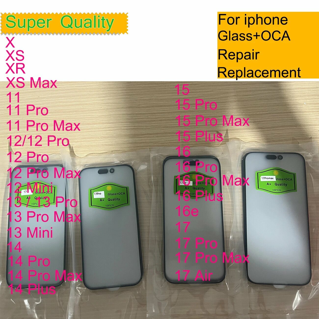 10 шт. для iphone 17 16 15 Plus 14 13 Mini 12 11 Pro Max X XS XR 16E 17 Air Touch Screen 13 Pro Max
