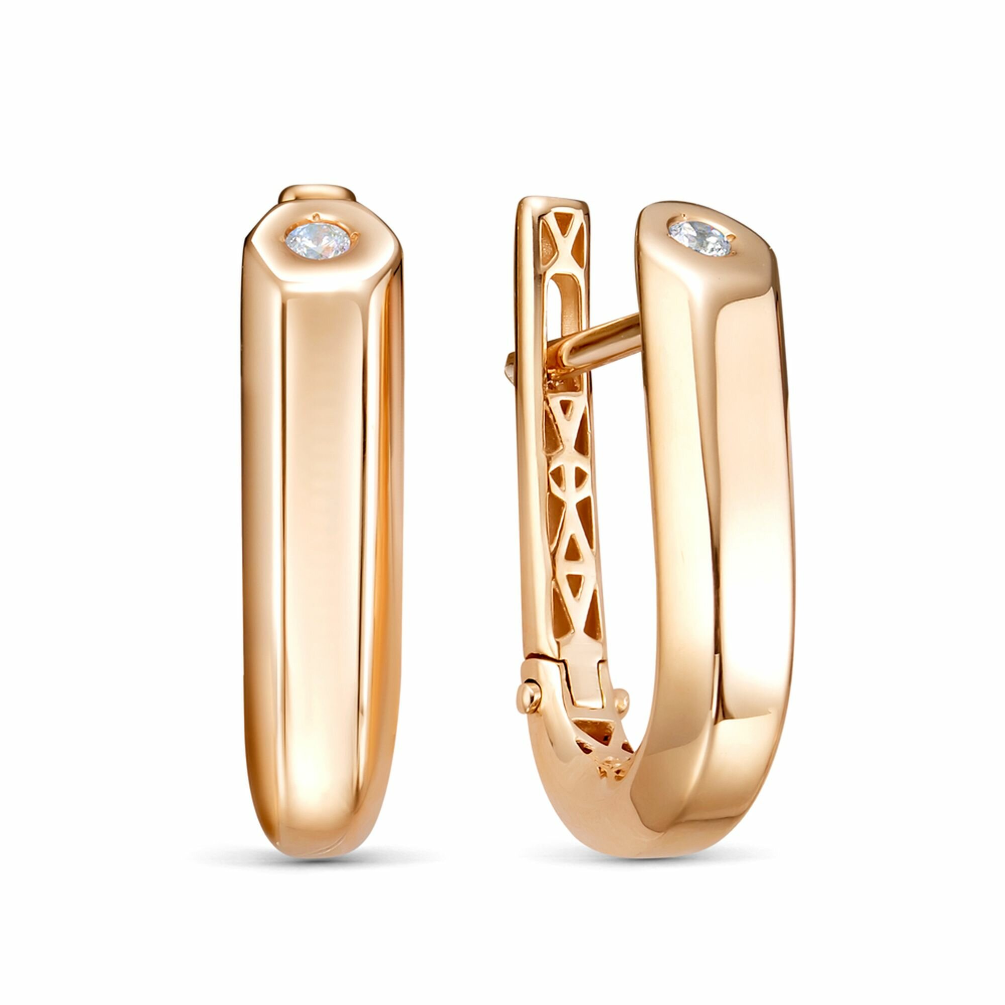 Серьги, красное золото, 585 проба, фианит