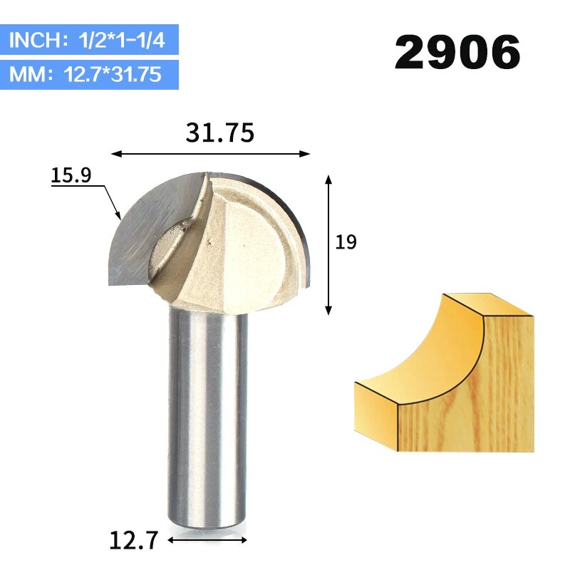 HUHAO Концевая фреза 1/2" 1/4" для дерева 2906
