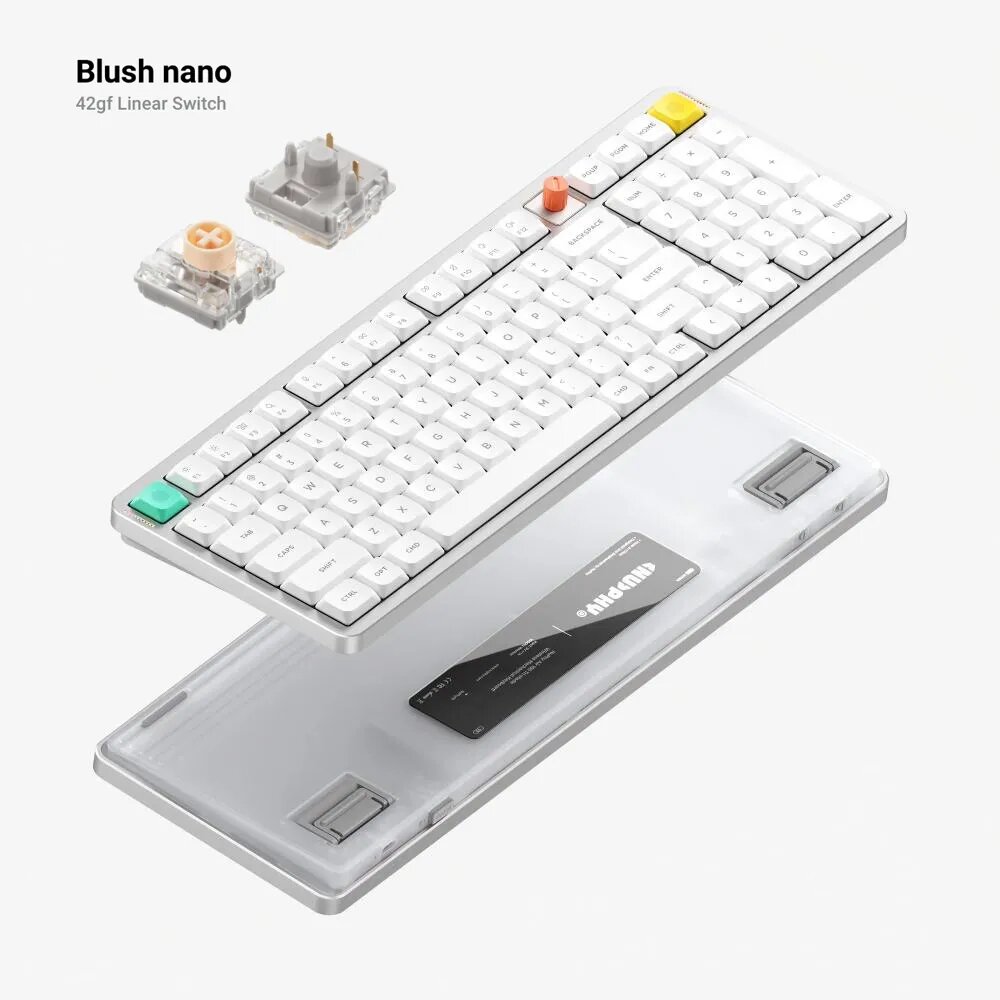 NuPhy Игровая клавиатура беспроводная , (Blush nano), Английская раскладка, светло-бежевый, белый