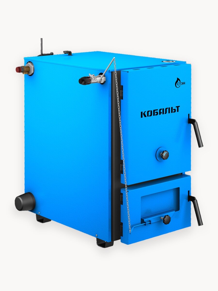 Котел твердотопливный стэн "Кобальт" 25 кВт, одноконтурный, синий