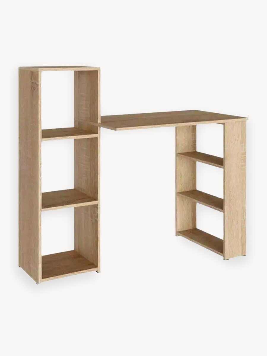 Стол письменный компьютерный универсальный с полками, цвет Дуб вотан, ширина 113 см