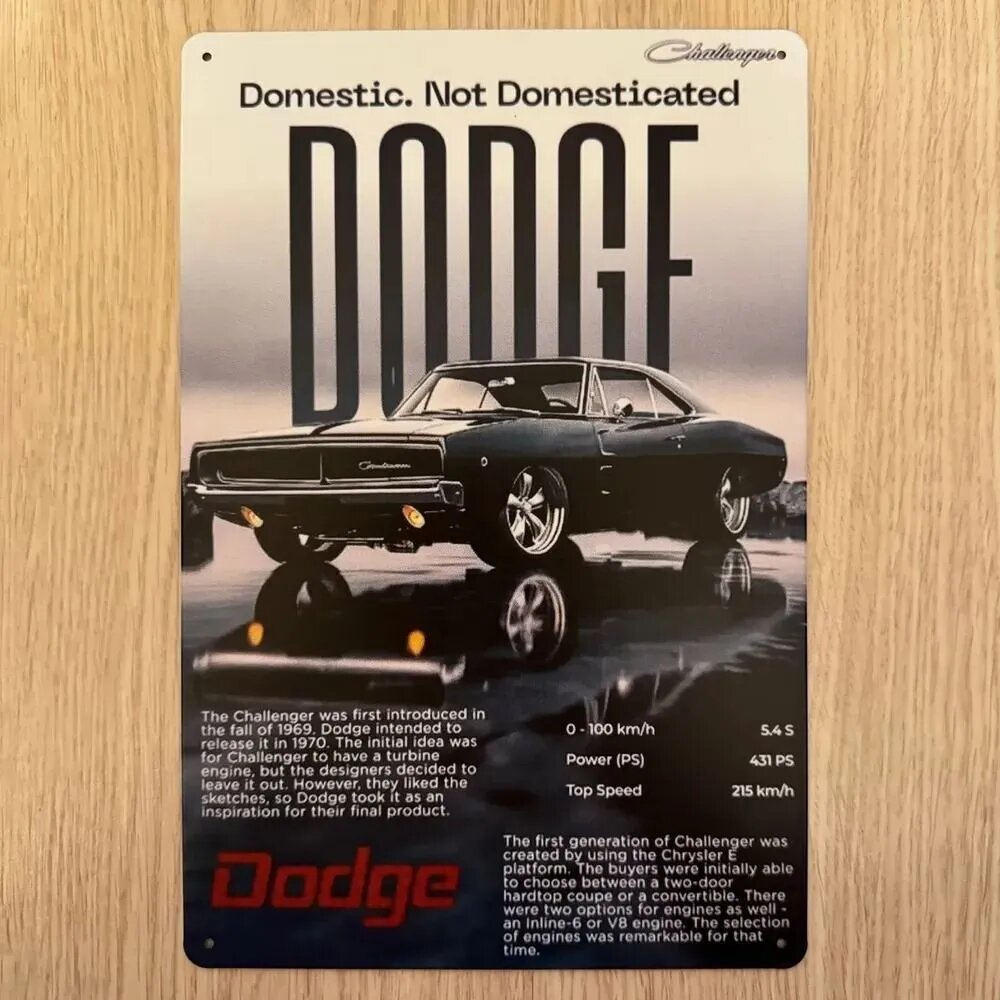 Табличка металлическая интерьерная Арт Додж Челленджер Art Dodge Challenger