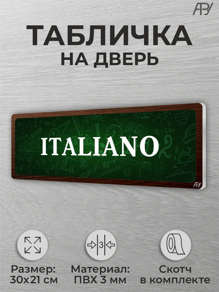 Школьная табличка на дверь класса и кабинета Italiano