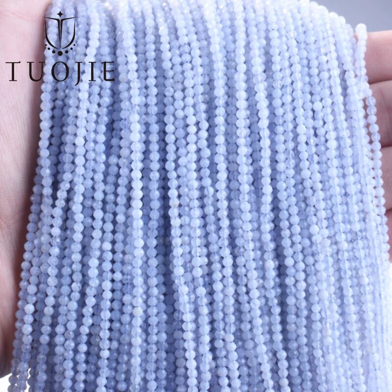 Бусины из содалита 2 мм с голубыми вкраплениями Blue lace agate L.1