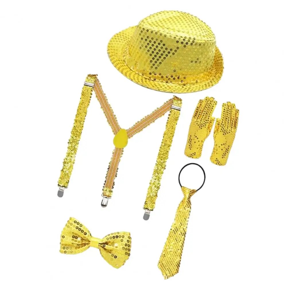 Комплект диско-аксессуаров 80-х 90-х для мужчин и женщин Желтый, Golden