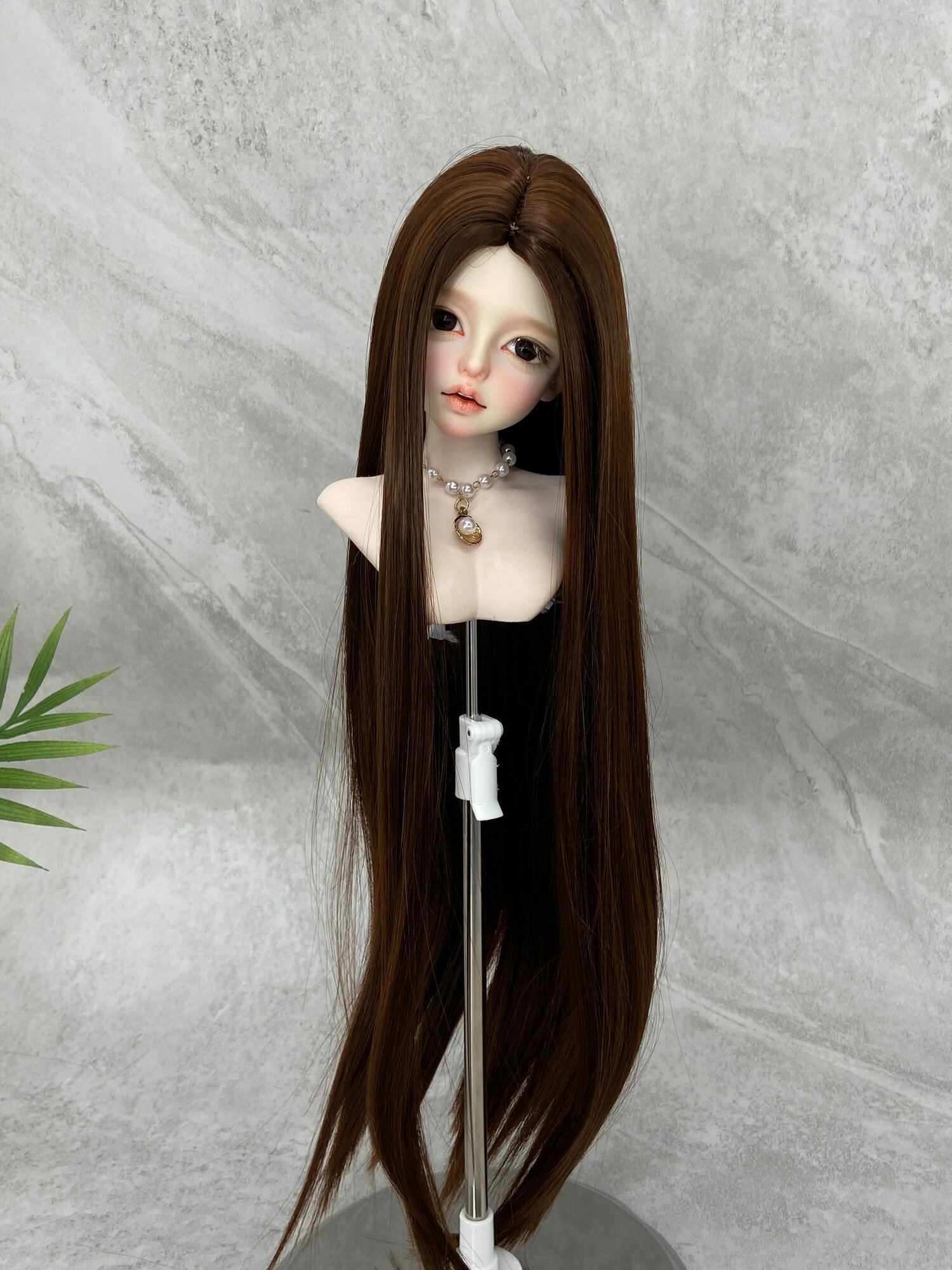 Кукольный парик, подходит для куклы BJD 1/3, размер головы 22-23 см, Темно - коричневый