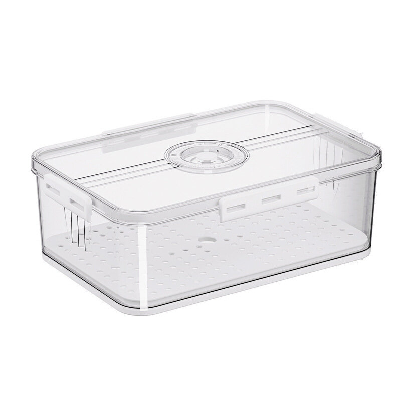 Контейнер для хранения в холодильнике, пластиковый органайзер для кухни, таймер, замораживание, герметичный, белый, прозрачный, для овощей и фруктов, контейнер для сохранения свежести