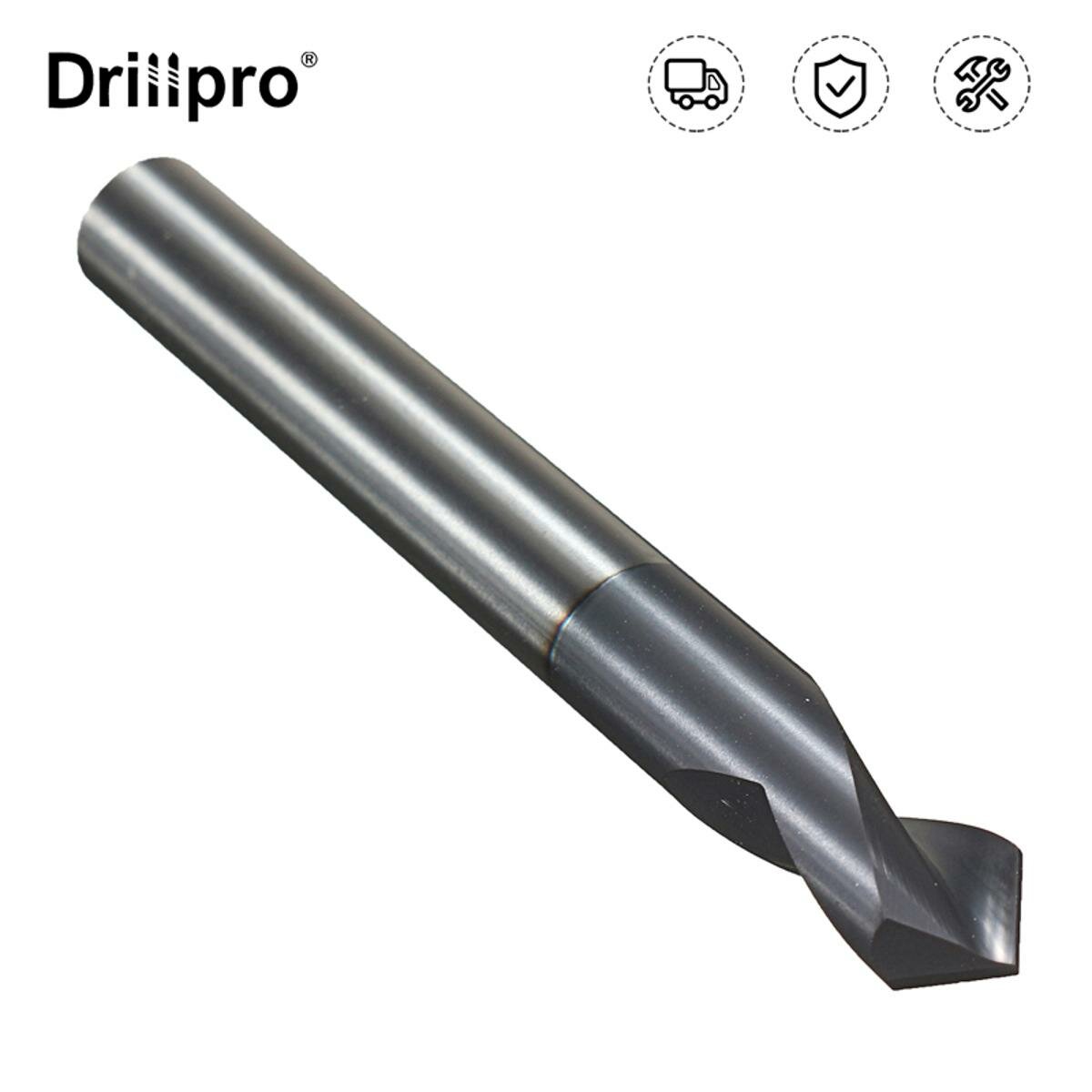 Фреза Drillpro с 2 канавками 6 мм, твердосплавная, фасочная, 90 градусов, HRC45