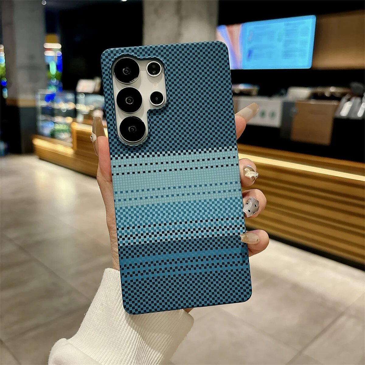 Модный Ретро-чехол С Карбоновым Узором Для Samsung Galaxy S26 Galaxy S25+, Синий, Голубой, SKY BLUE