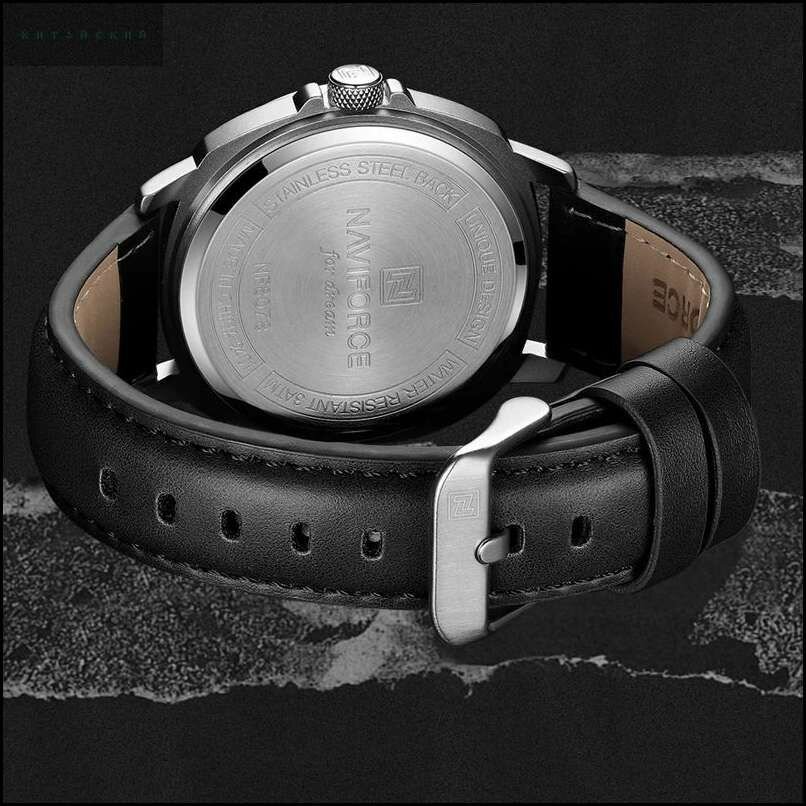 Мужской календарь NAVIFORCE на кожаном ремешке оснащен водонепроницаемыми спортивными часами