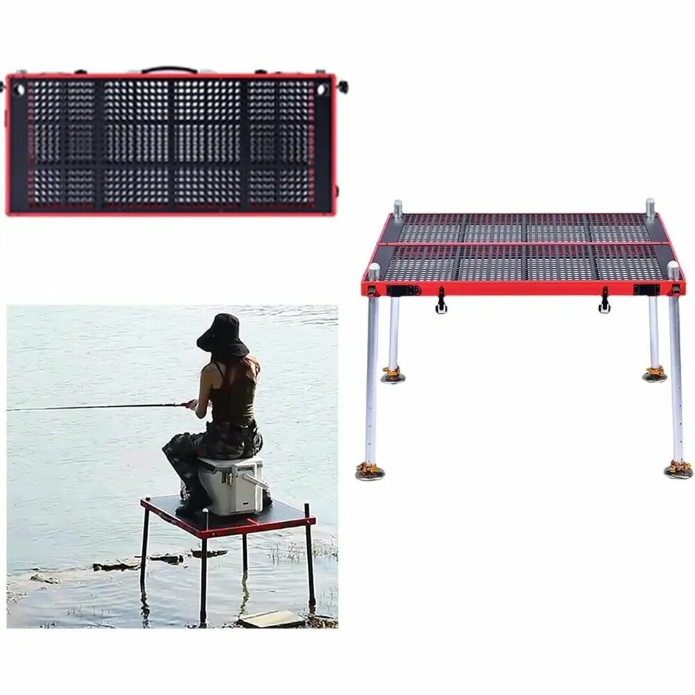 Рыболовная платформа A120, алюминиевая, регулируемая, складная, 80x80 см, черная