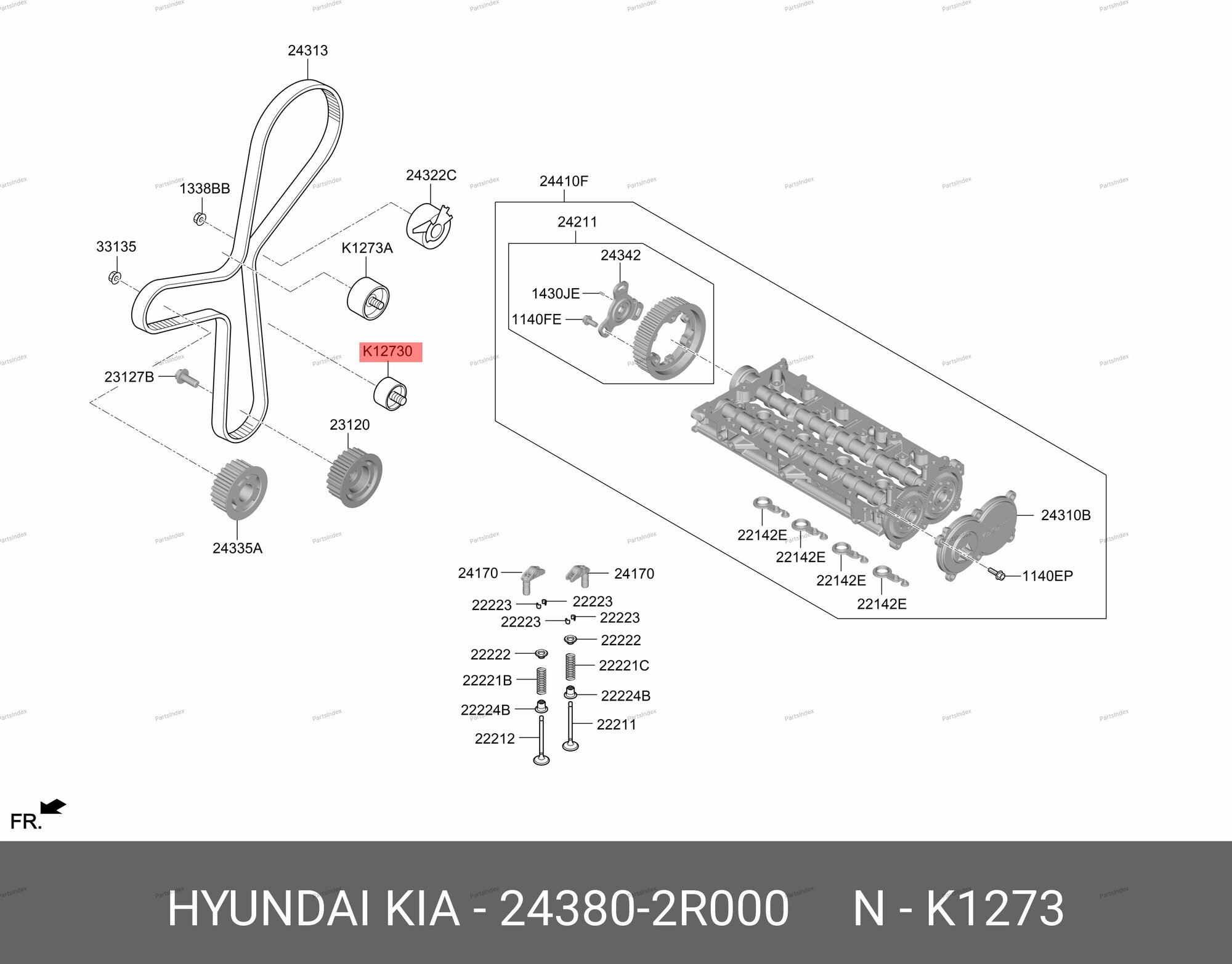 Ролик обводной ремня ГРМ 2, HYUNDAI/KIA/MOBIS 243802R000