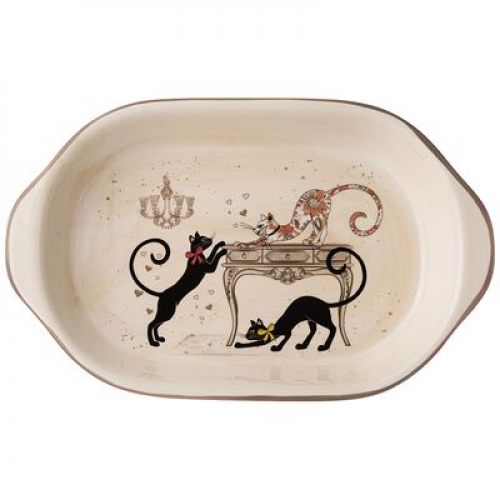Блюдо керамика шубница парижские коты 28Х17.5Х4.5СМ А-М