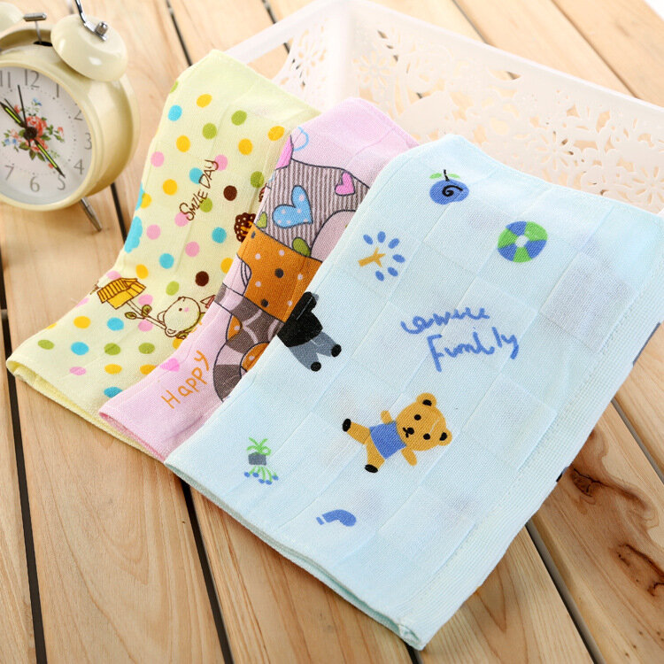 Тонкое двухслойное марлевое детское полотенце в клетку, маленькое квадратное полотенце, полотенце для вытирания слюны,