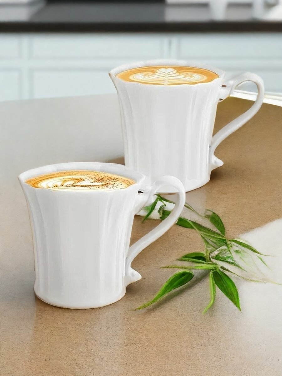 Набор кружек. Фарфоровые Подарочные Чашки для чая, кофе, какао, супа. Стаканы для холодных и горячих напитков для 2 персон, 2 предметов. Грация 300 мл, 2 шт.