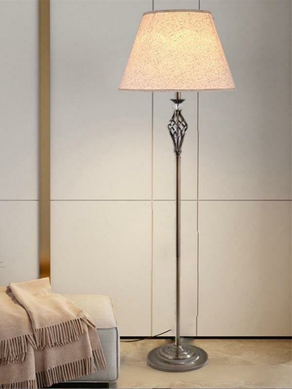 Торшер E27 16Вт, напольный, монолитный, бежевый, Льняной чехол, высота 168см