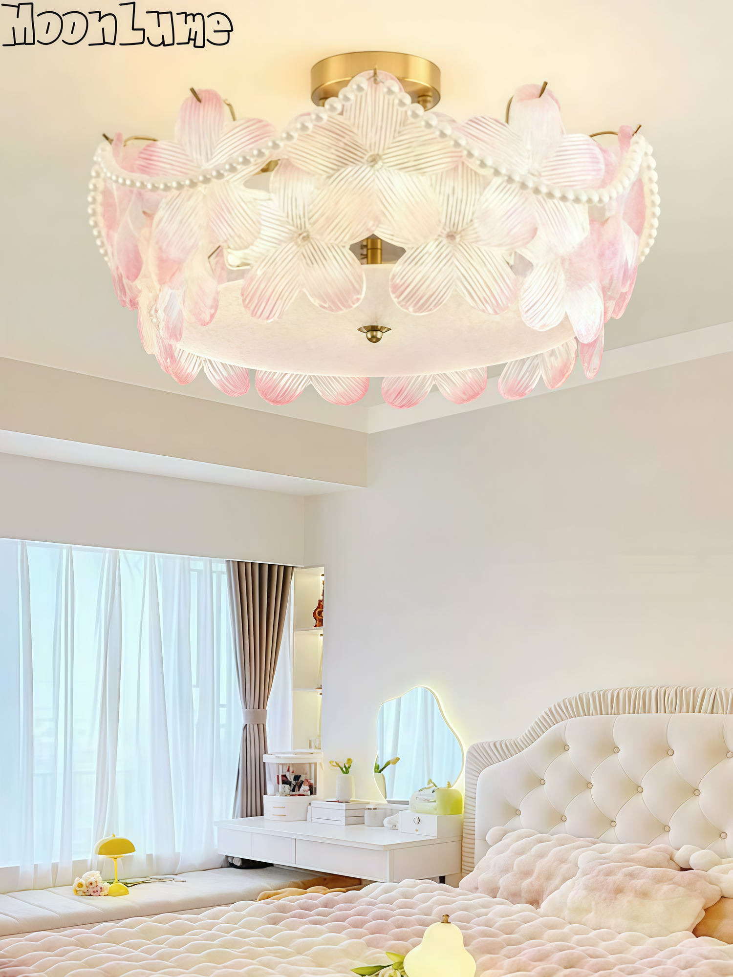 Светильник Clear Lighting "Барокко" E14, LED, 50 см, в форме цветка, розовый