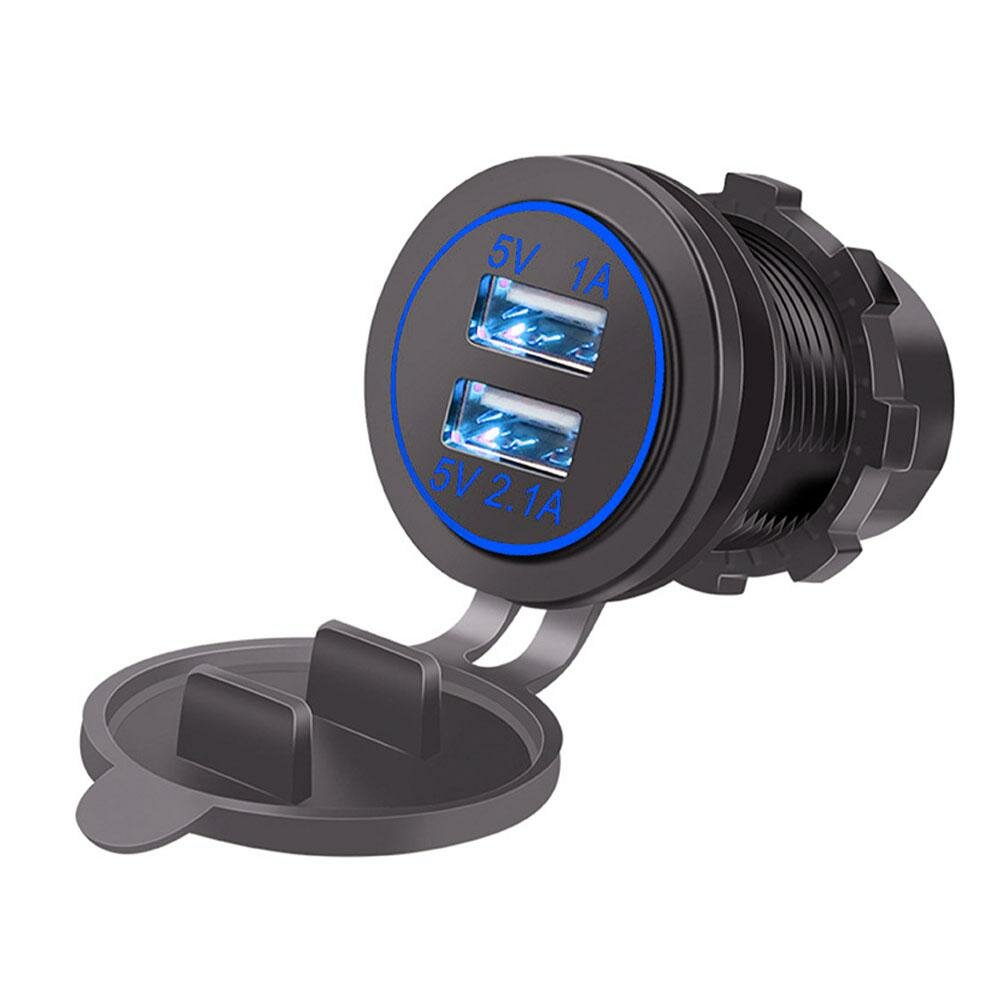 Розетка USB встраиваемая в авто 12V / 24V (DC 5V, 4.2А) 2USB