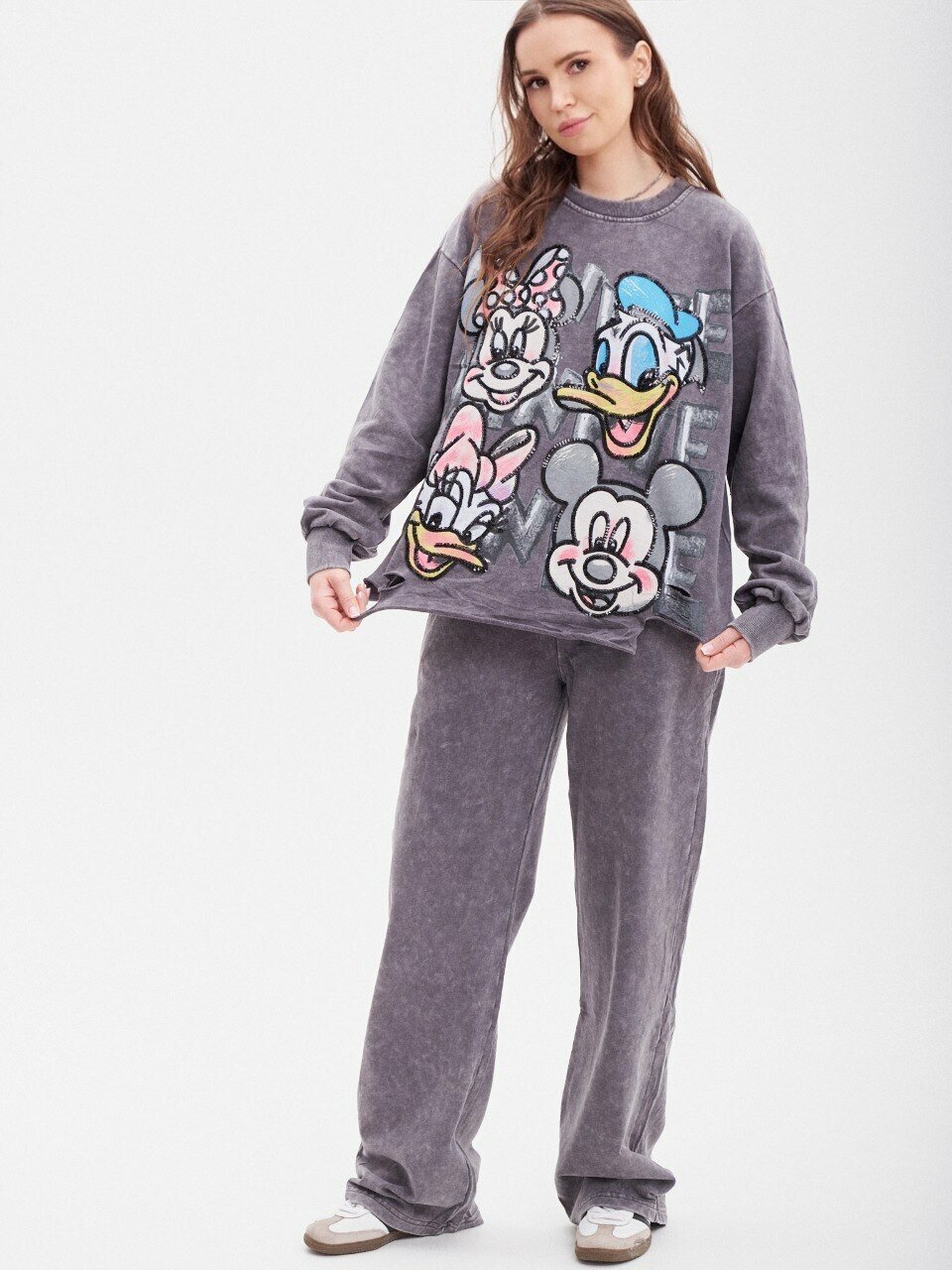 Костюм спортивный Женский хлопковый костюм Disney, серый (2 в 1) серый