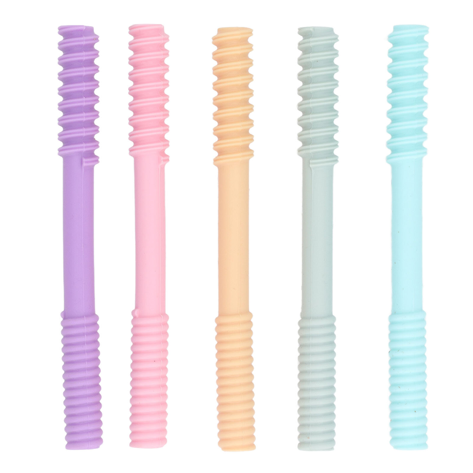 5PCS Baby Teething Sticks Hollow Teeth Grinding Soft Silicone Tubes Toys for Infant Toddlers Style 3