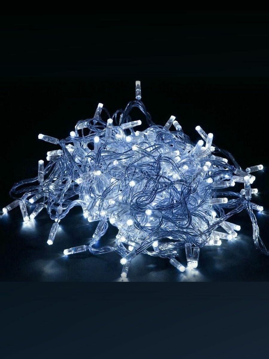 Гирлянда "Нить" IEK 10м, 100LED, бел. IP44 провод прозр. 230В с контроллером 8 режимов, Арт: LGDU111-2-100-10-T-S-44.