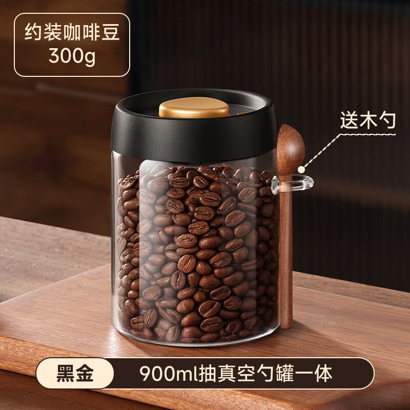 Герметичная банка для кофейных зерен с ложкой, вакуумная банка для хранения, стеклянная банка для чая, банка для хранения продуктов, домашняя банка для хранения сухого молока.