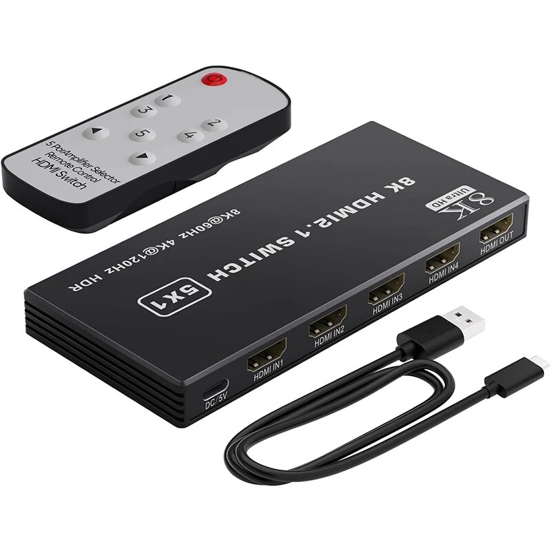 HDMI 2.1 коммутатор Konsenda 5x1 8K 60Гц