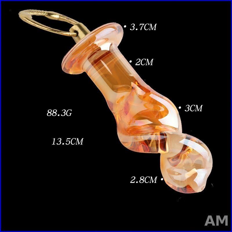 Хрустальный анальный стимулятор с золотым кольцом янтарный гладкий 3 формы для массажа