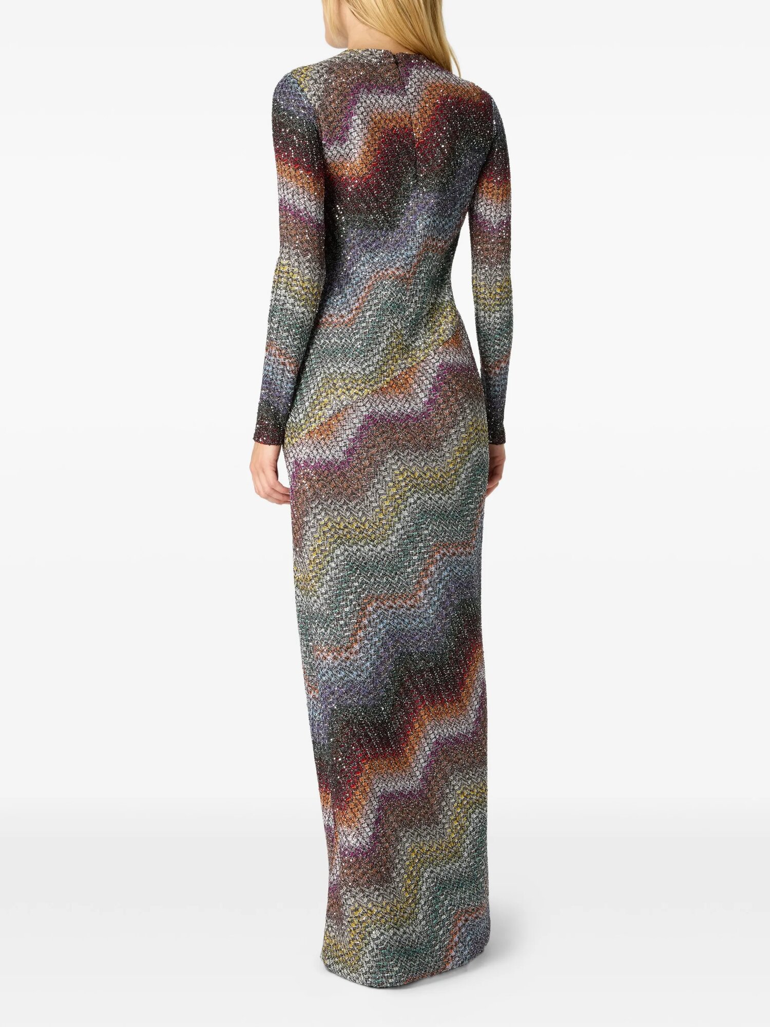 Платье Missoni Zigzag-pattern long-sleeved maxi dress, размер 42, grey — фото 1