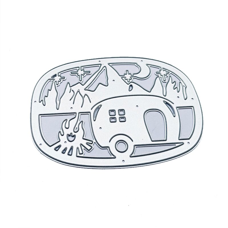 Camping Car Mountain Campfire Metal Cutting Dies Embossing Stencil DIY Template