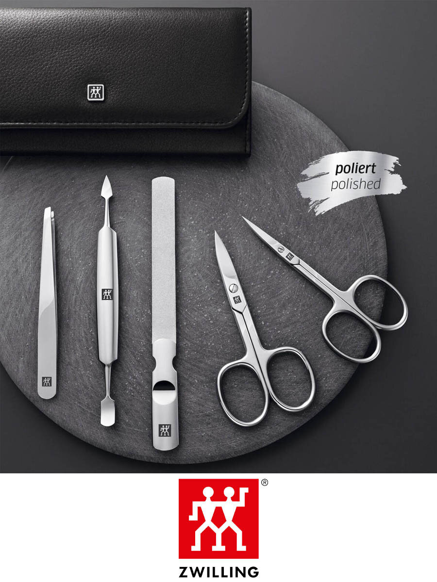 Маникюрный набор в кожаном футляре Zwilling Classic Inox, 5 предметов, нержавеющая сталь
