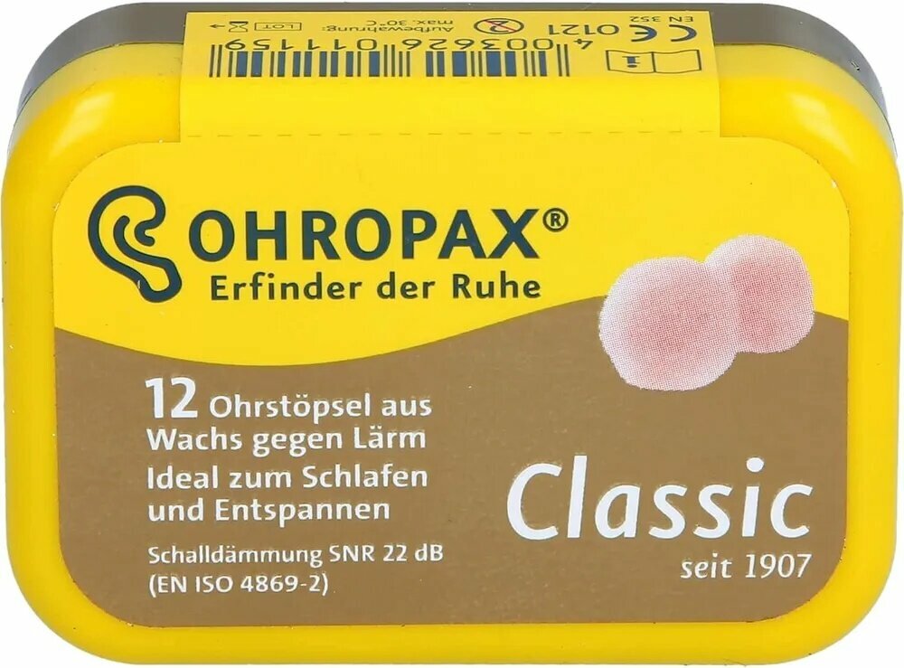 Ohropax восковые затычки для ушей Немецкий импорт Двенадцать.
