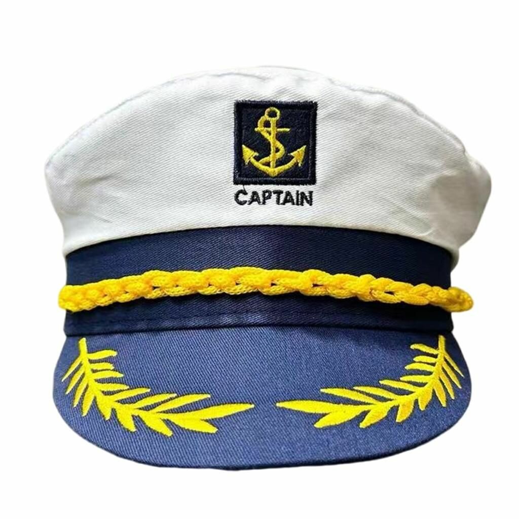 Стильная унисекс-шапка моряка с вышивкой, Белый